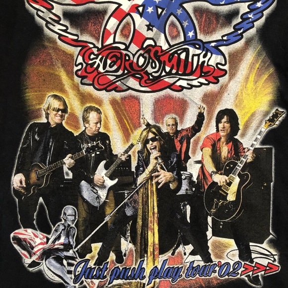 Shirts | Rare Aerosmith Just Push Play Tour Concert Tshirt | Poshmark